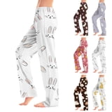Hearthz Easter Pj Pants Women Bunny Egg Hunt Print Pj Bottoms for Women ...