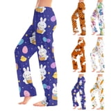 Hearthz Easter Women's Pajama Bottoms Bunny Egg Hunt Print Pajamas ...