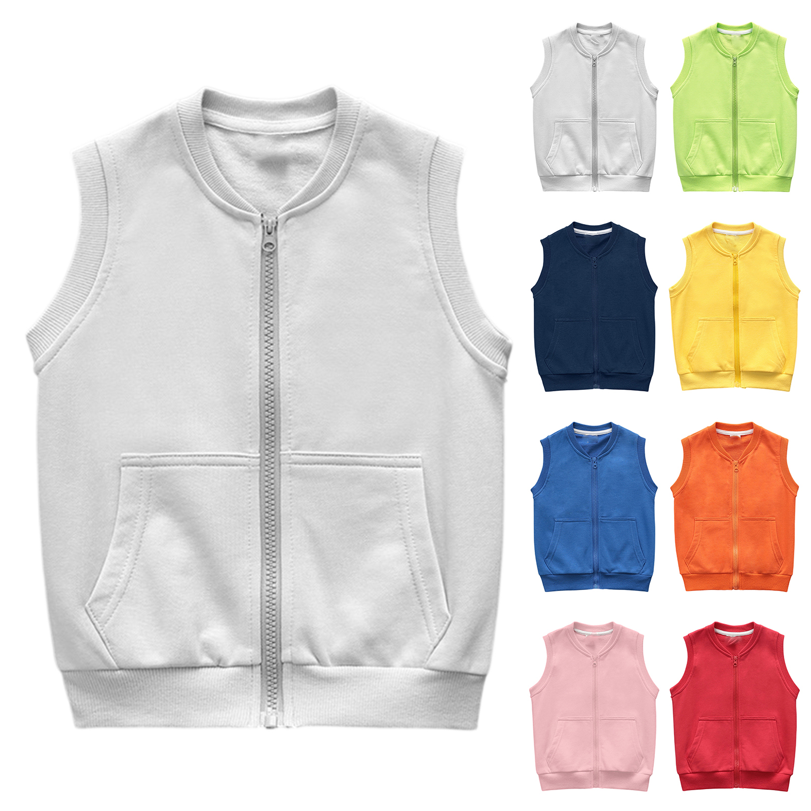 Hearthz Kids Vest Full Zip Lightweight Soft Outerwear Sleeveless Jacket ...