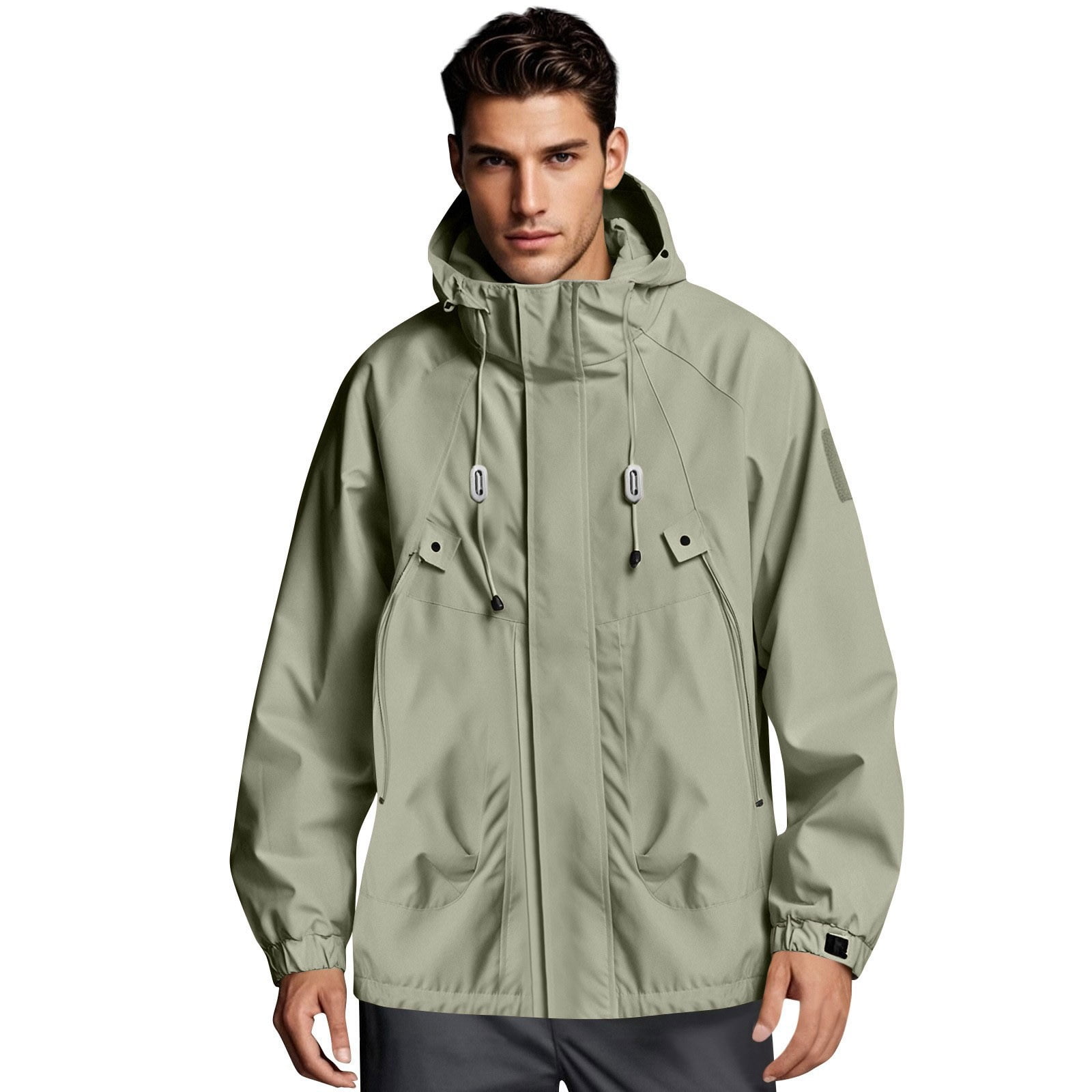 Hearthz Men Rain Jacket Waterproof with Hood Zip Up Lightweight ...