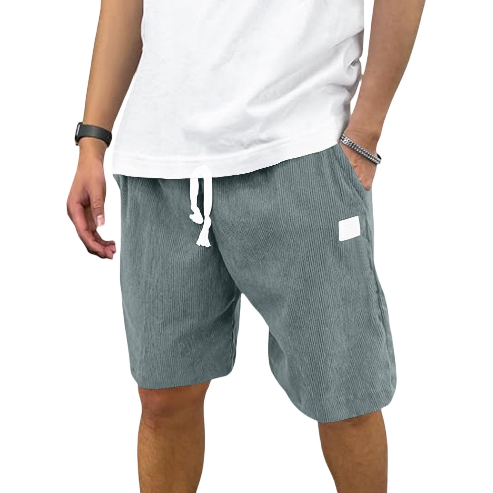 Hearthz Mens Hiking Shorts with Pocket Drawstring Elastic Waist ...