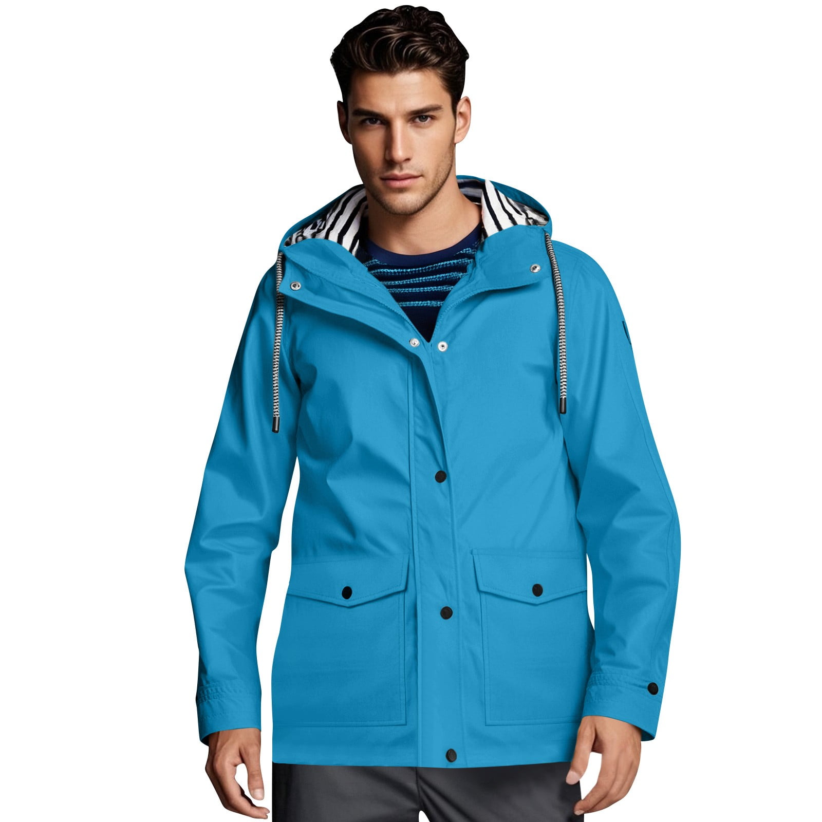 Hearthz Packable Rain Jacket Men Lightweight Waterproof Hooded Zip Up ...