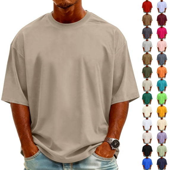 Hearthz Short Sleeve Shirts for Men Crew Neck Casual Basic Mens Shirts ...