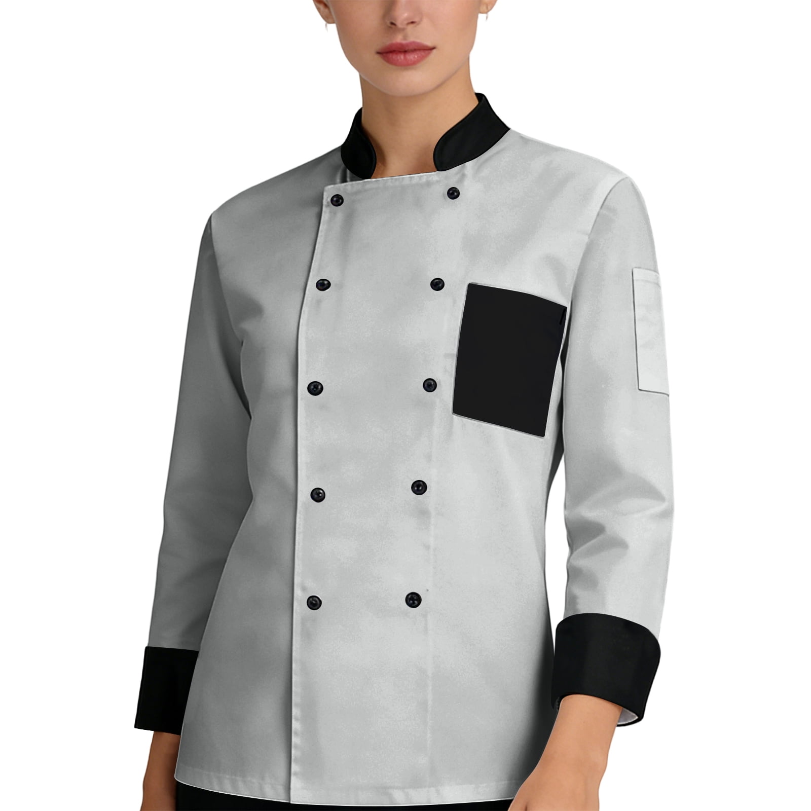 Hearthz Unisex Chef Coat Work Jackets for Men Women Long Sleeves Men's ...