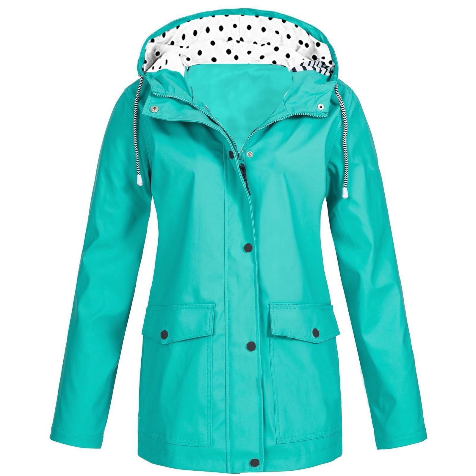 Hearthz Woman Rain Jacket Waterproof with Hood Zip Up Lightweight Wind ...