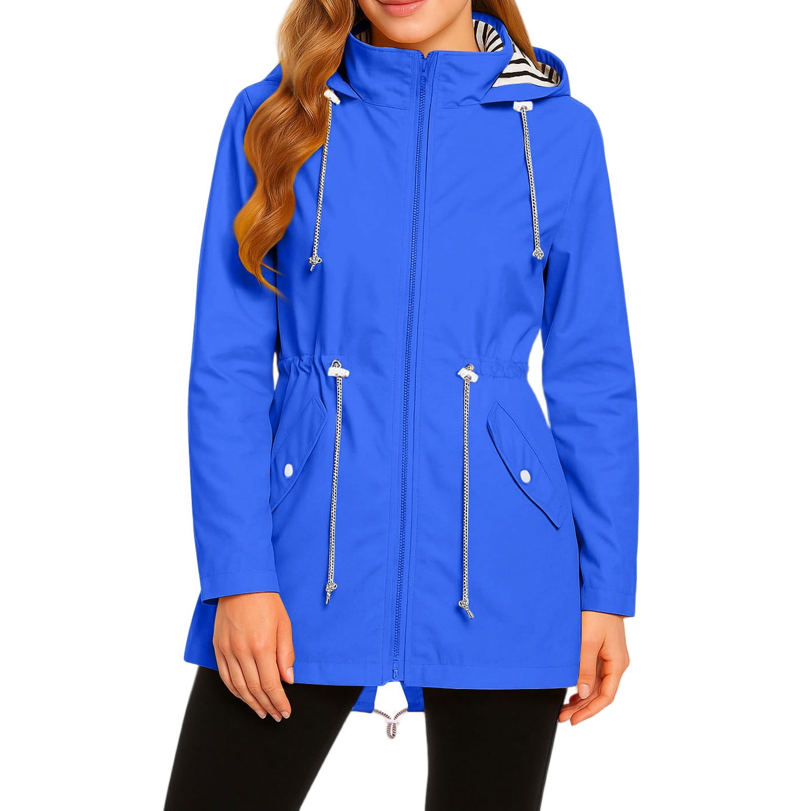 Hearthz Women Rain Jacket Waterproof with Hood Zip Up Lightweight ...