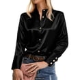 Hearthz Women's Trendy Simple Satin Dress Shirts Formal Business Casual ...