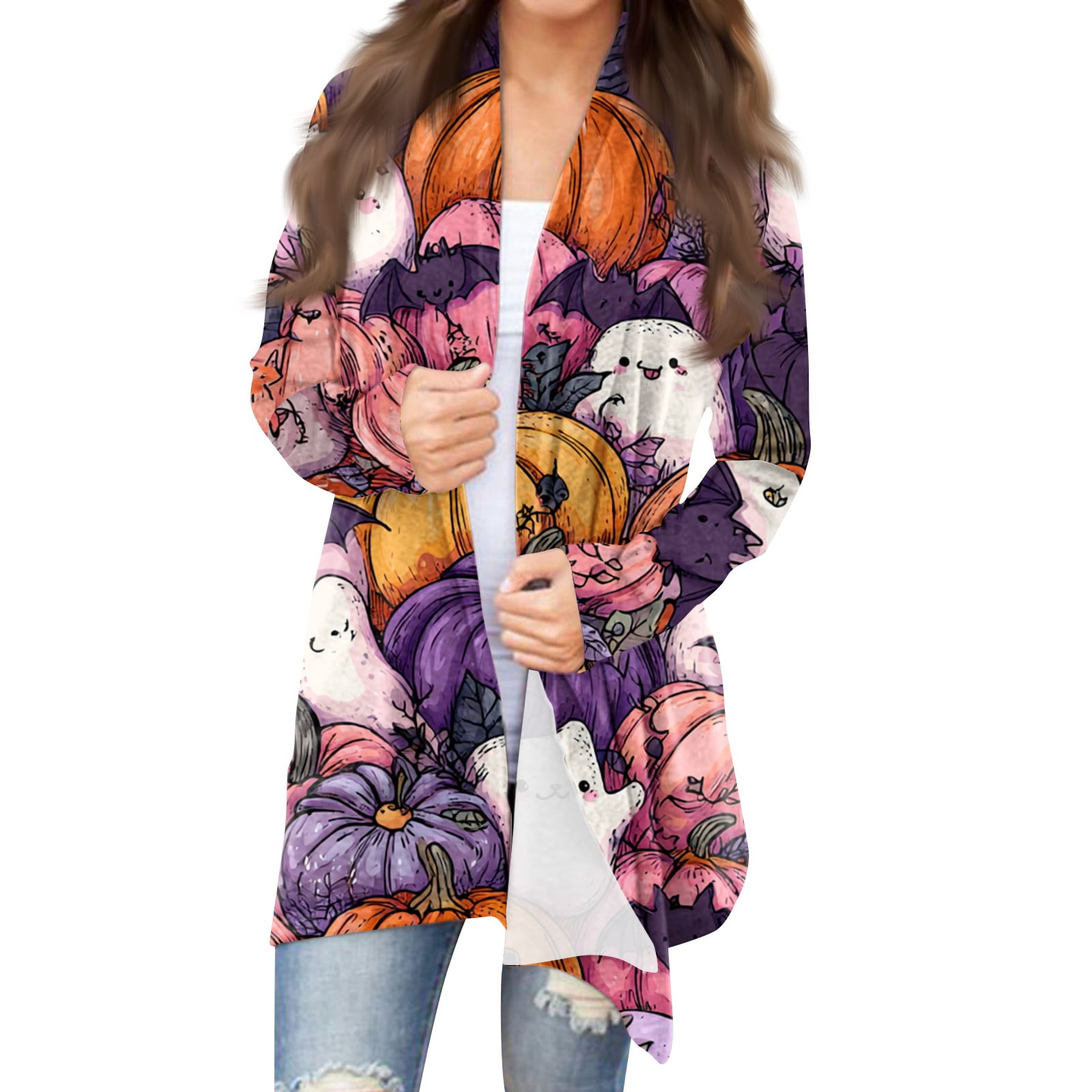 Hearthz Womens Halloween Cardigan Long Sleeve Drape Open Front ...