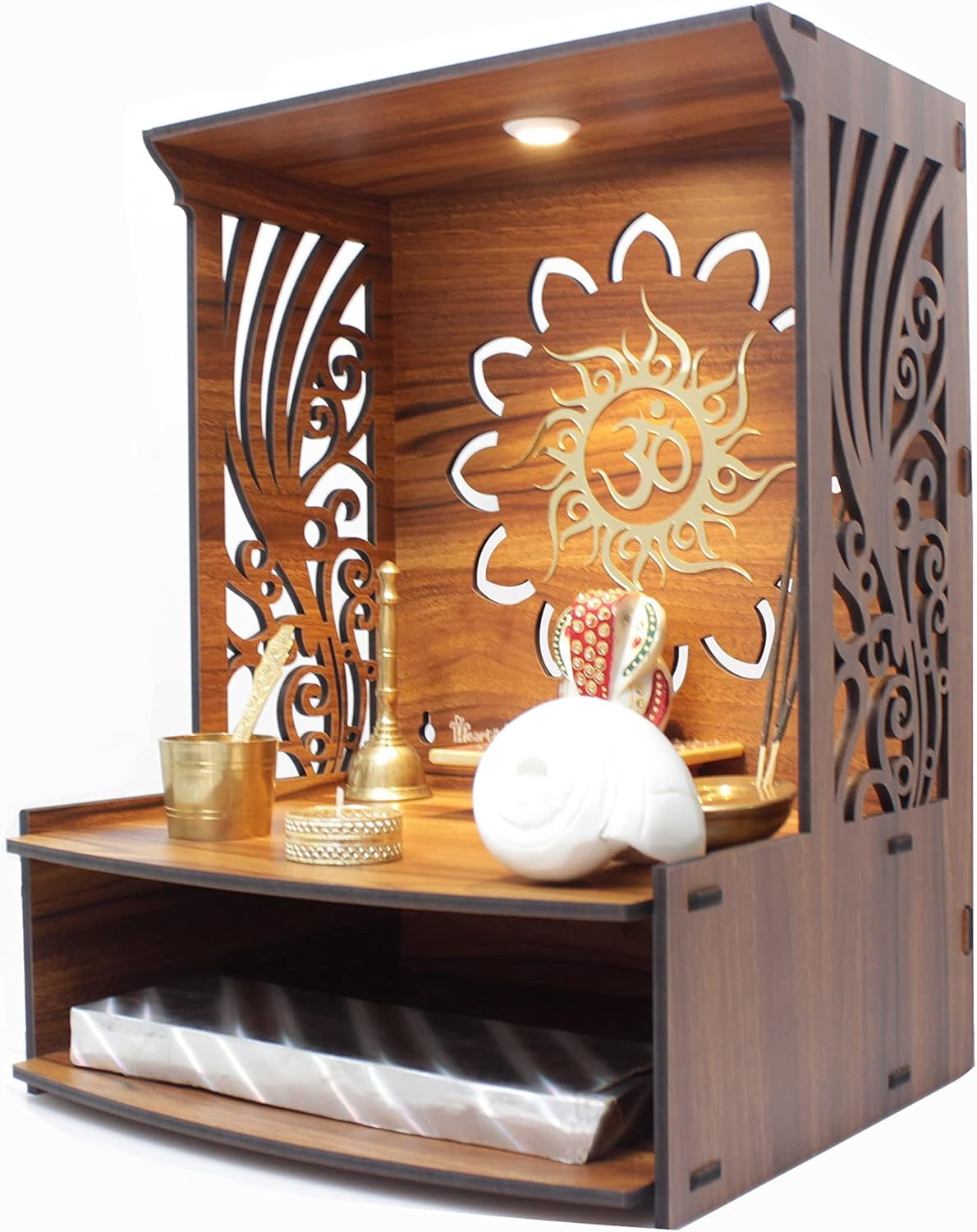 Heartily Laabh Beautiful Wooden Pooja Stand for Home Temple and Office ...