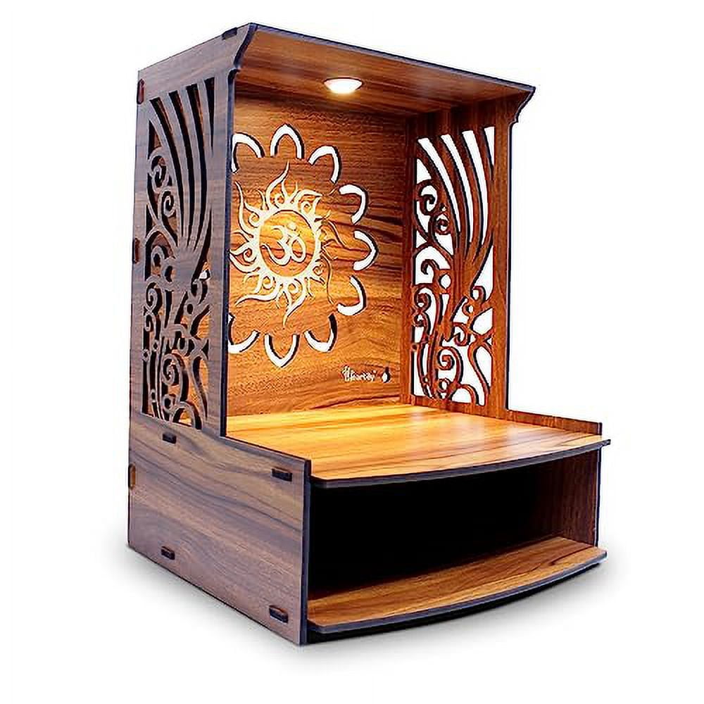 Heartily Laabh Beautiful Wooden Pooja Stand for Home Temple and Office ...