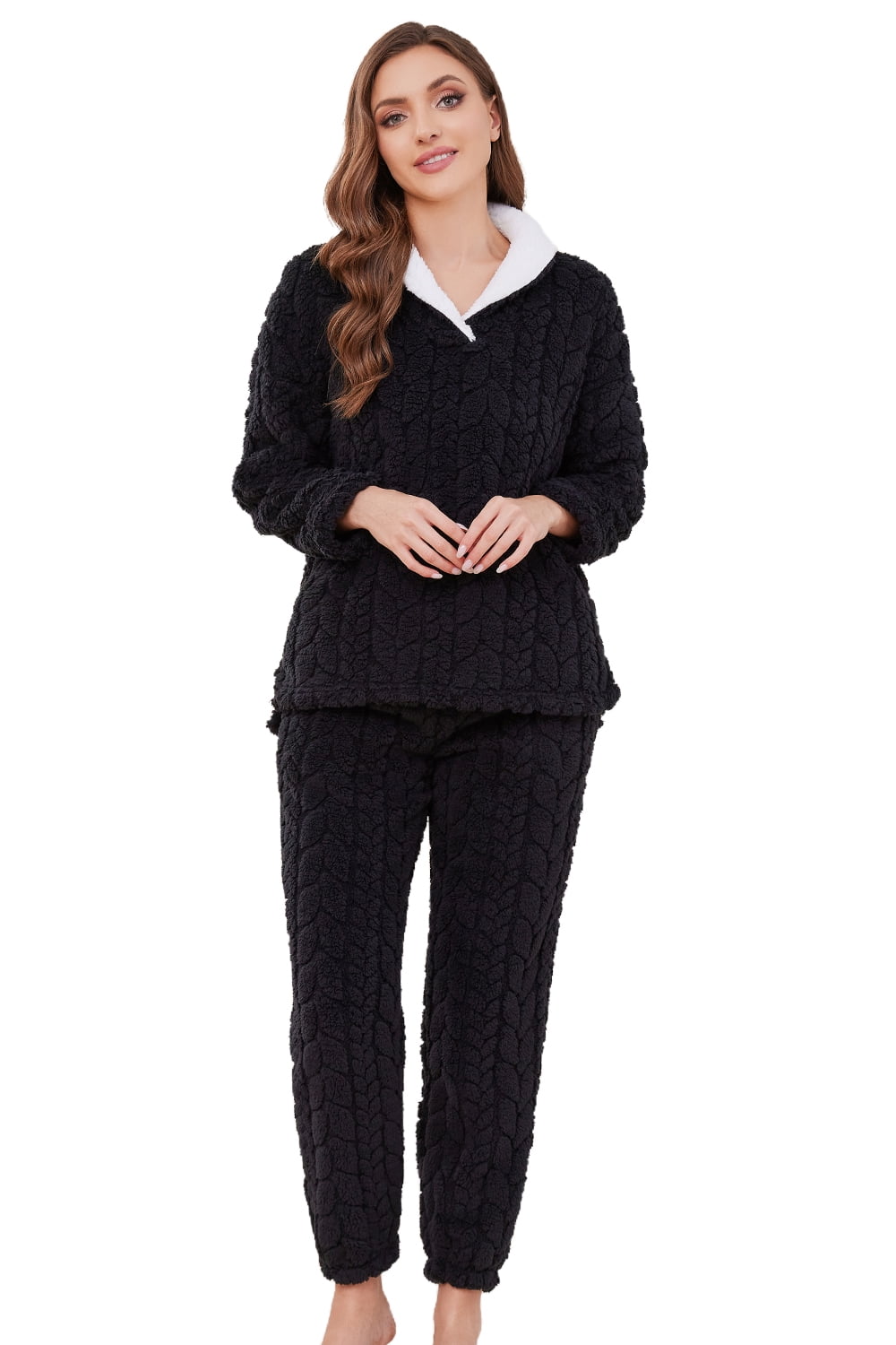 Heartnice Fluffy Pajamas set for Women Fleece Pullover 2 Piece Pjs Set ...