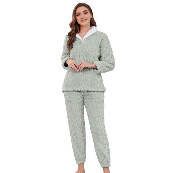 Heartnice Fluffy Pajamas set for Women Fleece Pullover 2 Piece Pjs Set ...