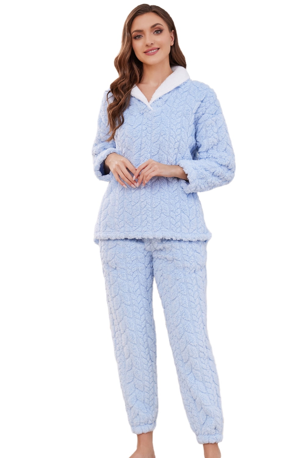Heartnice Fluffy Pajamas set for Women Fleece Pullover 2 Piece Pjs Set ...