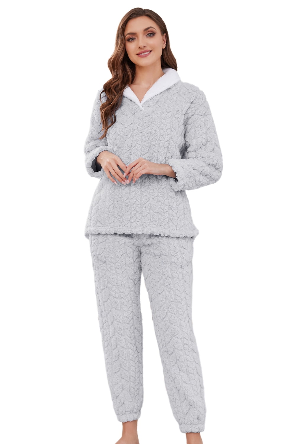 Heartnice Fluffy Pajamas set for Women Fleece Pullover 2 Piece Pjs Set ...