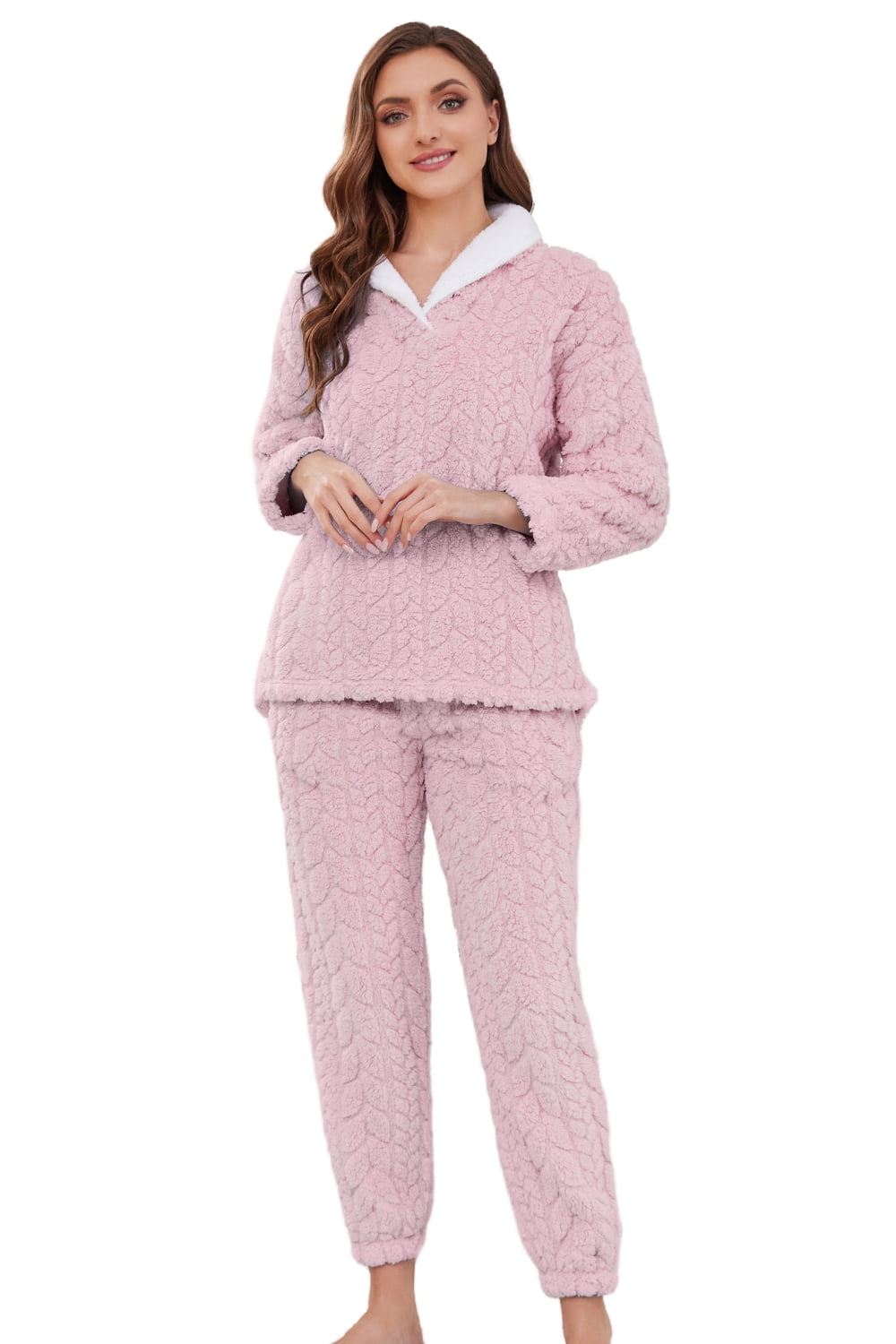 Heartnice Fluffy Pajamas set for Women Fleece Pullover 2 Piece Pjs Set ...