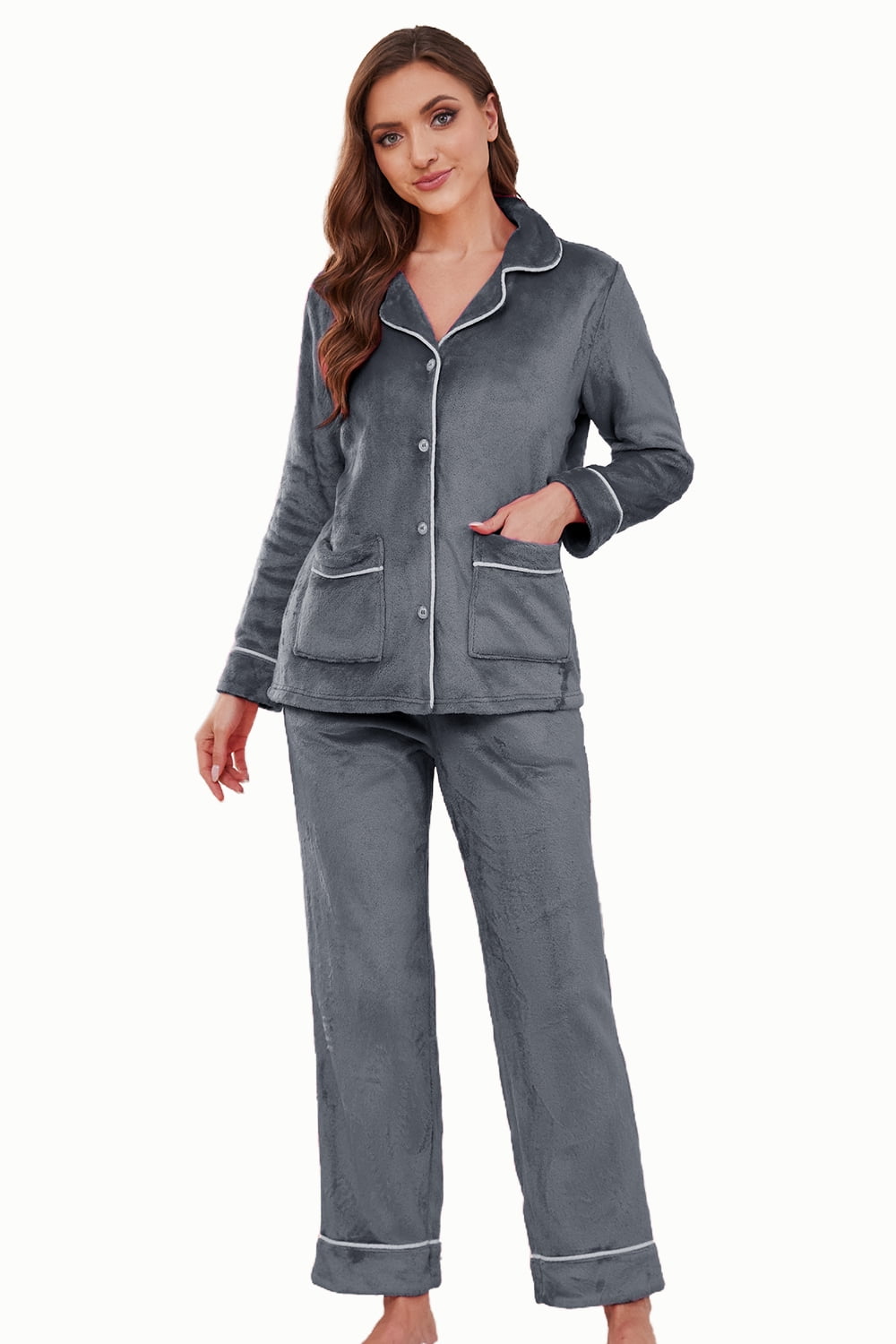 Heartnice Women Fleece Pajama Set,Long Sleeve Soft Comfy Pj Sleepwear ...