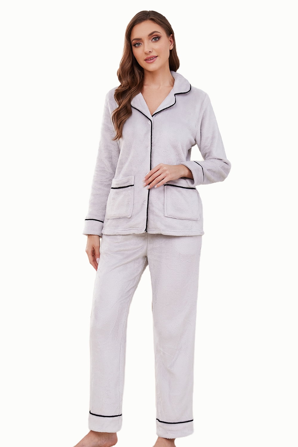 Heartnice Women Fleece Pajama Set,Long Sleeve Soft Comfy Pj Sleepwear ...