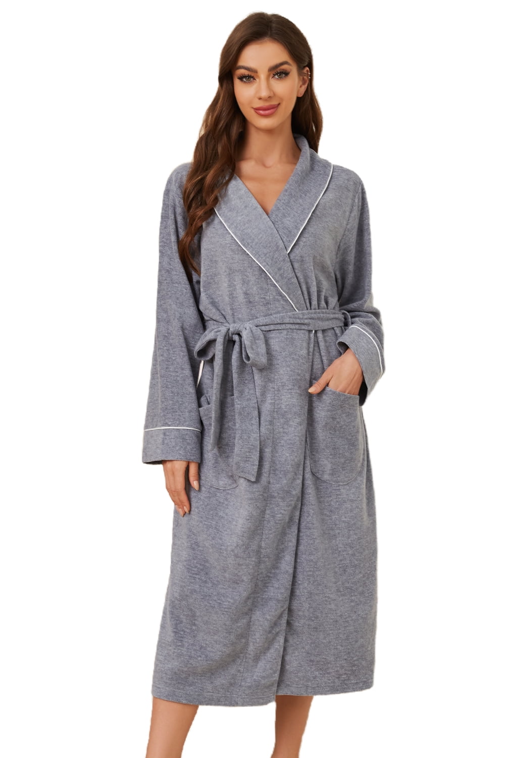 Heartnice Women Lightweight Fleece Robe, Soft Long Shawl Collar ...