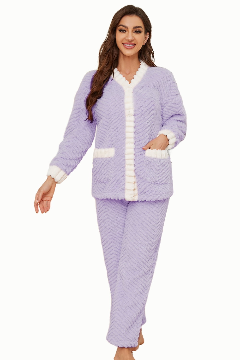 Heartnice Women's Plush Fleece Pajama Set,Soft Cozy Pajama for Women ...