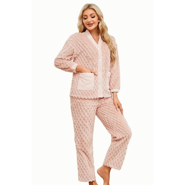 Heartnice Womens Fleece Cute Pajama Set, Soft Warm Pjs for Women 2 ...