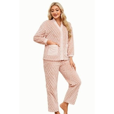 Heartnice Fluffy Pajamas set for Women Fleece Pullover 2 Piece Pjs Set ...
