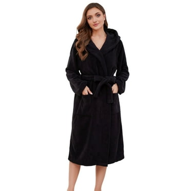 HEARTNICE Women's Soft Plush Long Bathrobe, Warm Pineapple Fleece, Convenient Pockets, Secure ...