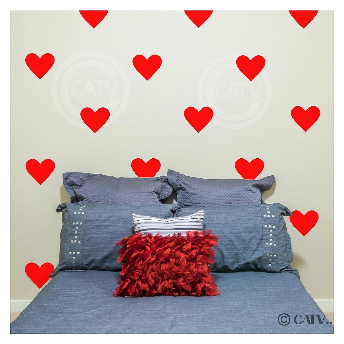 Hearts 6" set of 18 Wall Pattern Decal Vinyl Sticker Valentines Day ...