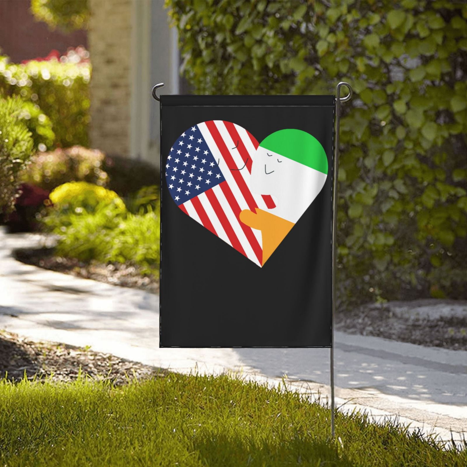 Hearts America Usa And Irish Flag Funny Garden Flag,Vertical Double ...