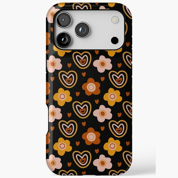 Hearts And Flower Bohemian Pattern iPhone Case 17 11 12 13 14 15 16 Pro ...