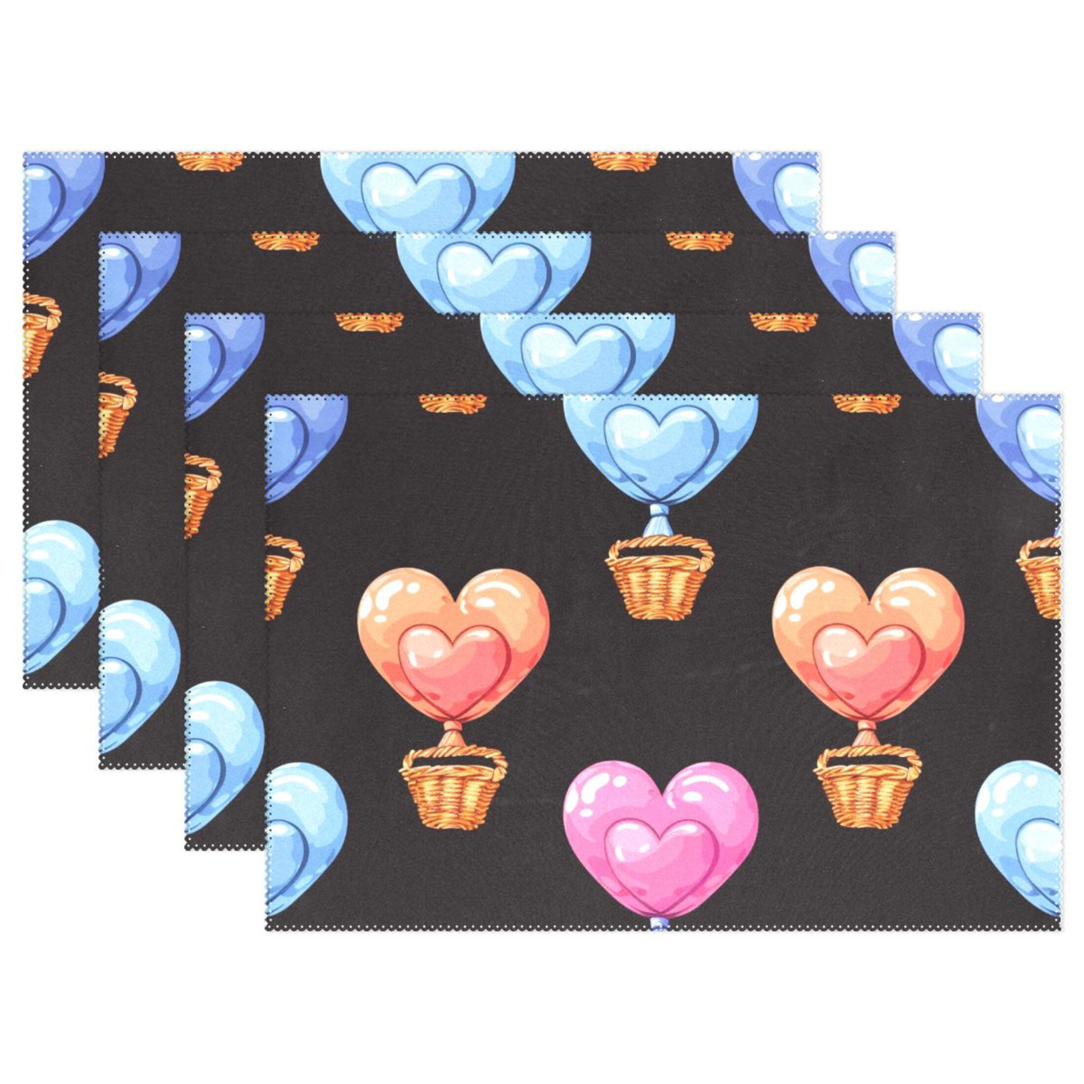 Hearts Balloon 12×18 inch Placemats Heat Resistant Washable Foldable ...