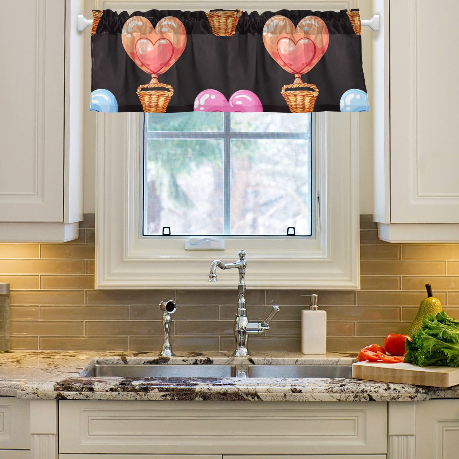 Hearts Balloon Curtain Valances Farmhouse Design Window Treatment Decor ...