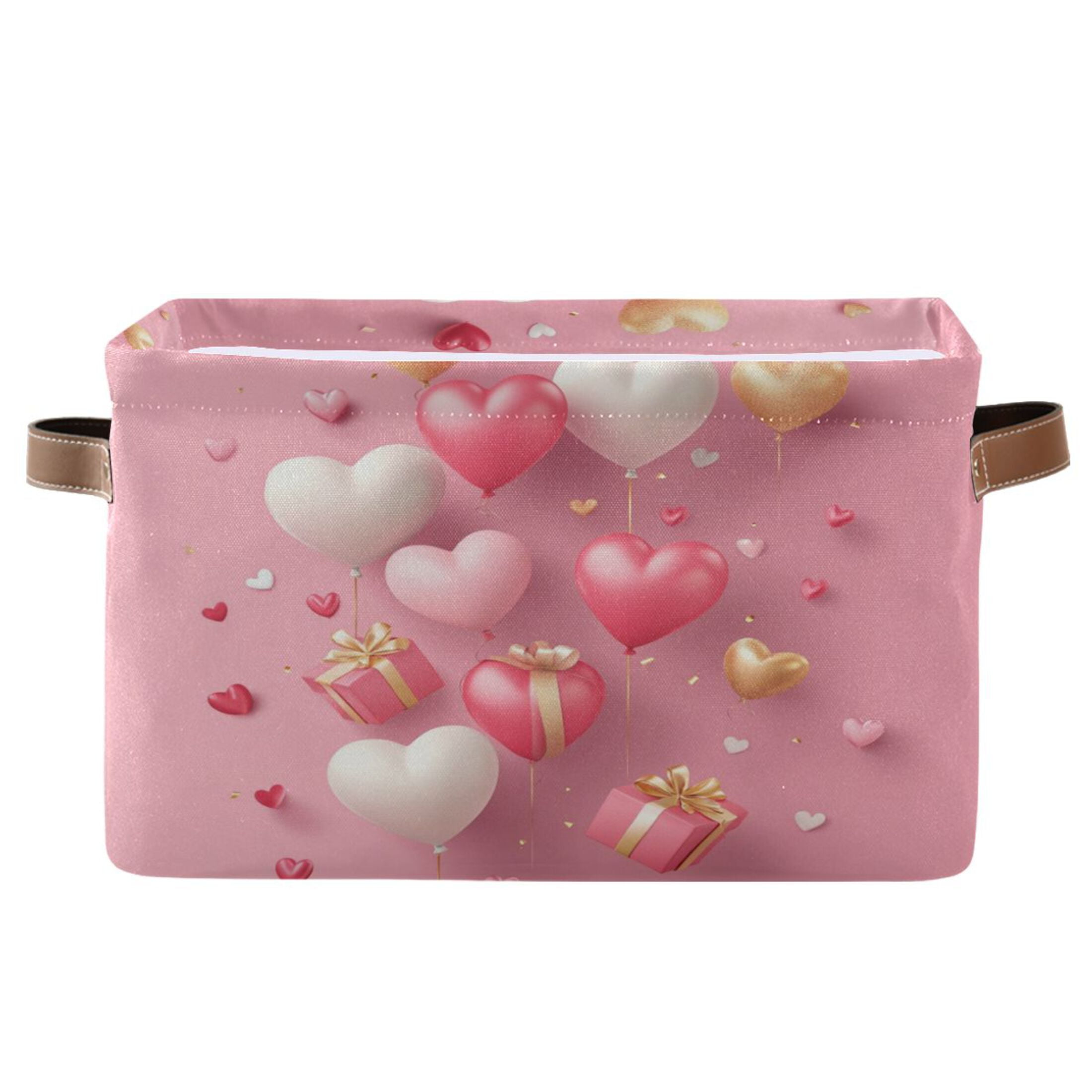 Hearts Balloons and Gifts Foldable Storage Basket,Canvas Fabric ...