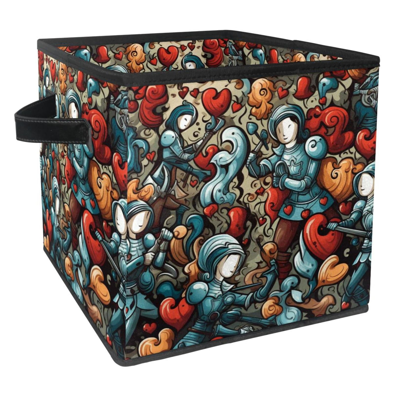Hearts Battle Foldable Clothes Storage Bins with Handle, 10.8"x10.5"x10 ...