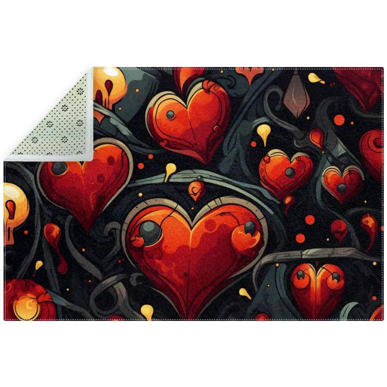 Hearts Battle Grey Polyester Right-Angle Floor Mat for Home and Office ...