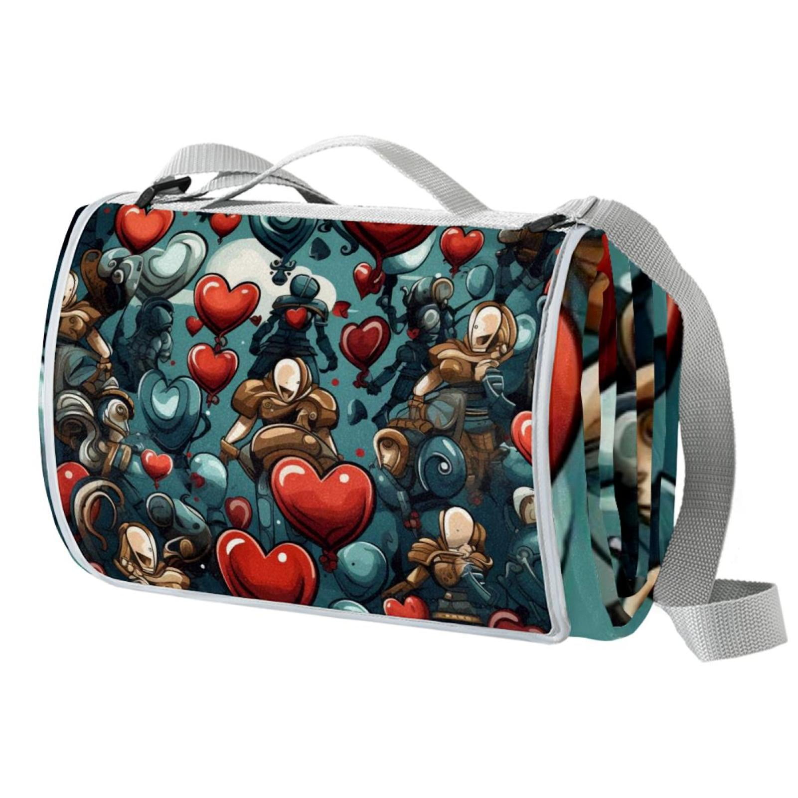 Hearts Battle Large Canvas Beach Blanket Picnic Mat - Waterproof ...