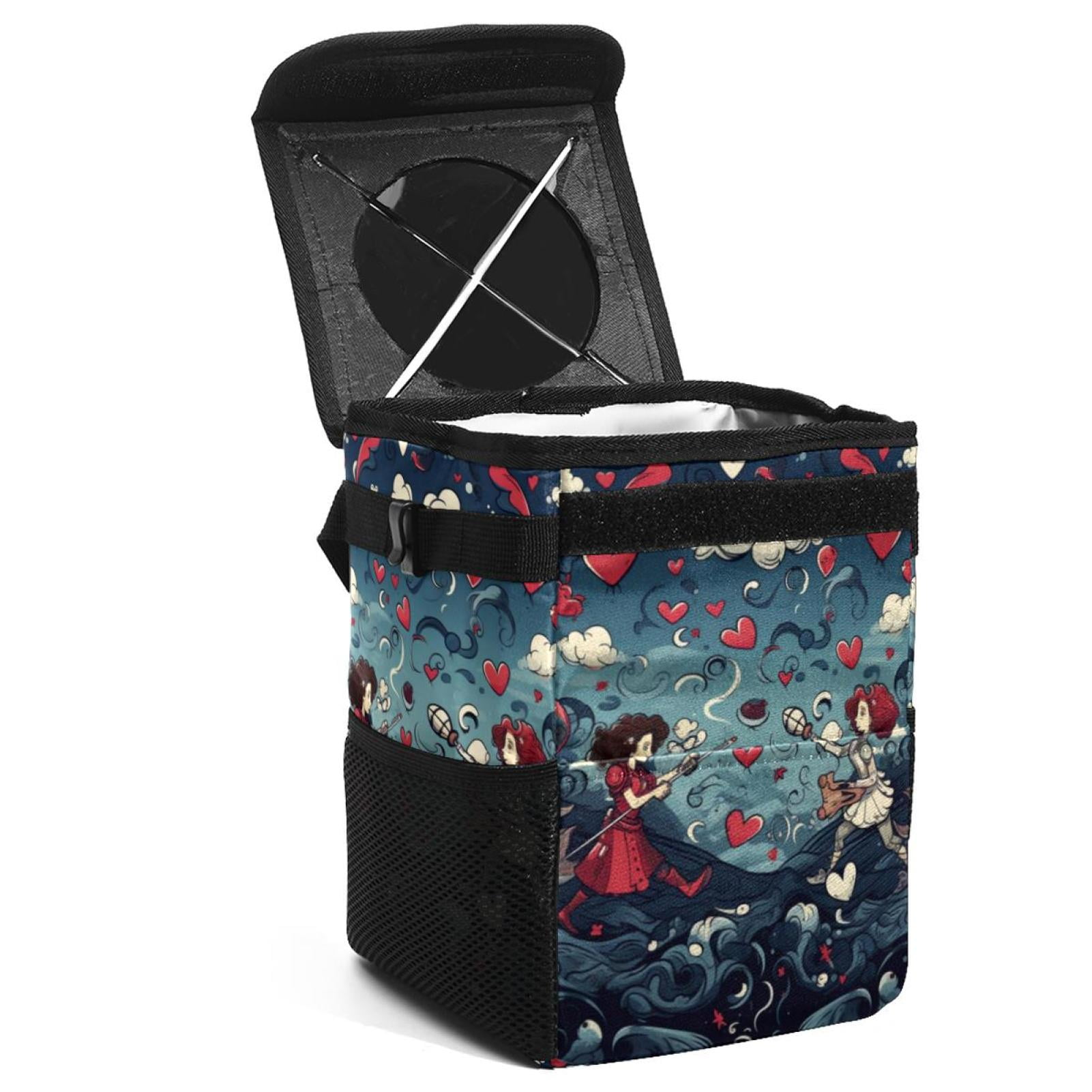 Hearts Battle Mini Trash Can for Car: Foldable, Leak-Proof with Lid ...