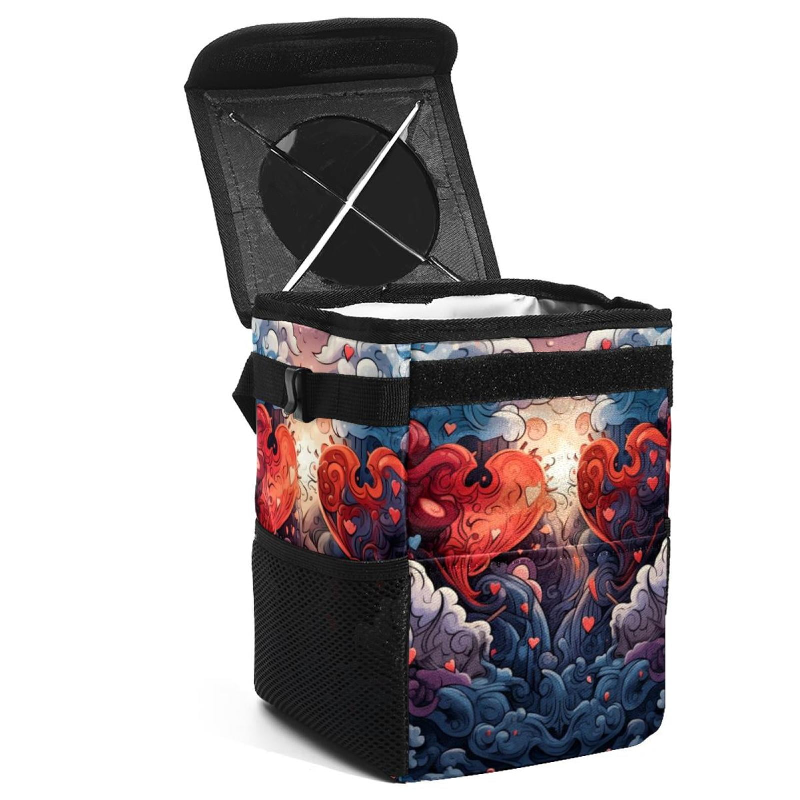 Hearts Battle Mini Trash Can for Car: Foldable, with Lid, Leak-Proof ...