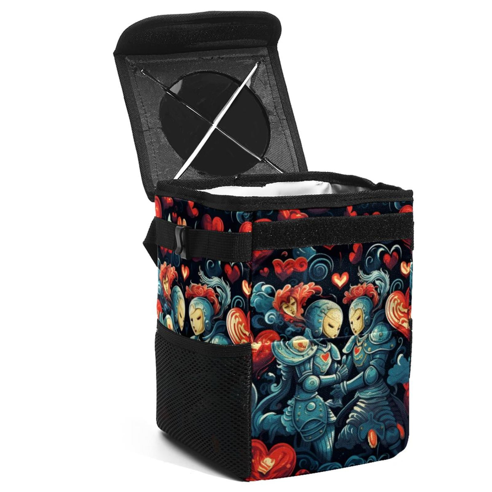 Hearts Battle Mini Trash Can for Car: Foldable, with Lid, Leak-Proof ...