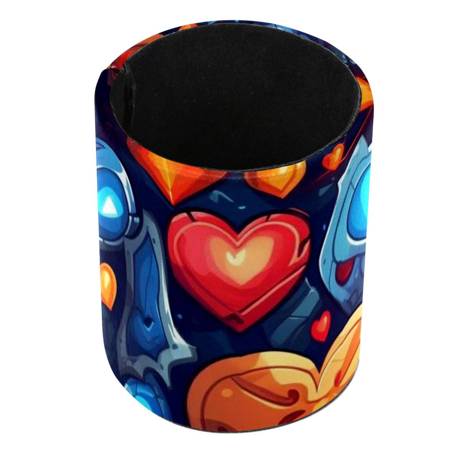 Hearts Battle PVC Leather Cylinder Pen Holder and Pencil Organizer - 3 ...