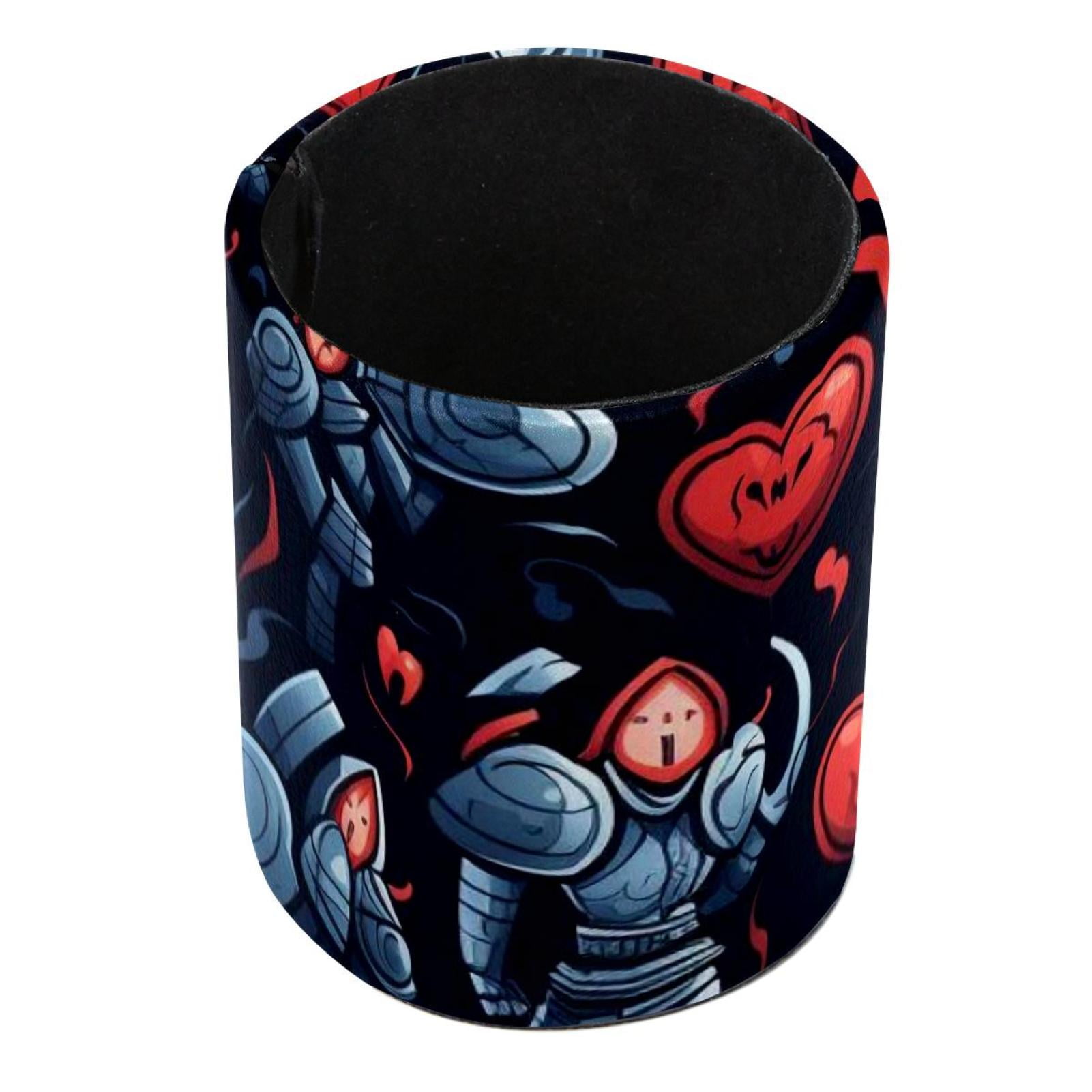 Hearts Battle PVC Leather Cylinder Pen Holder with Flannel Lining ...