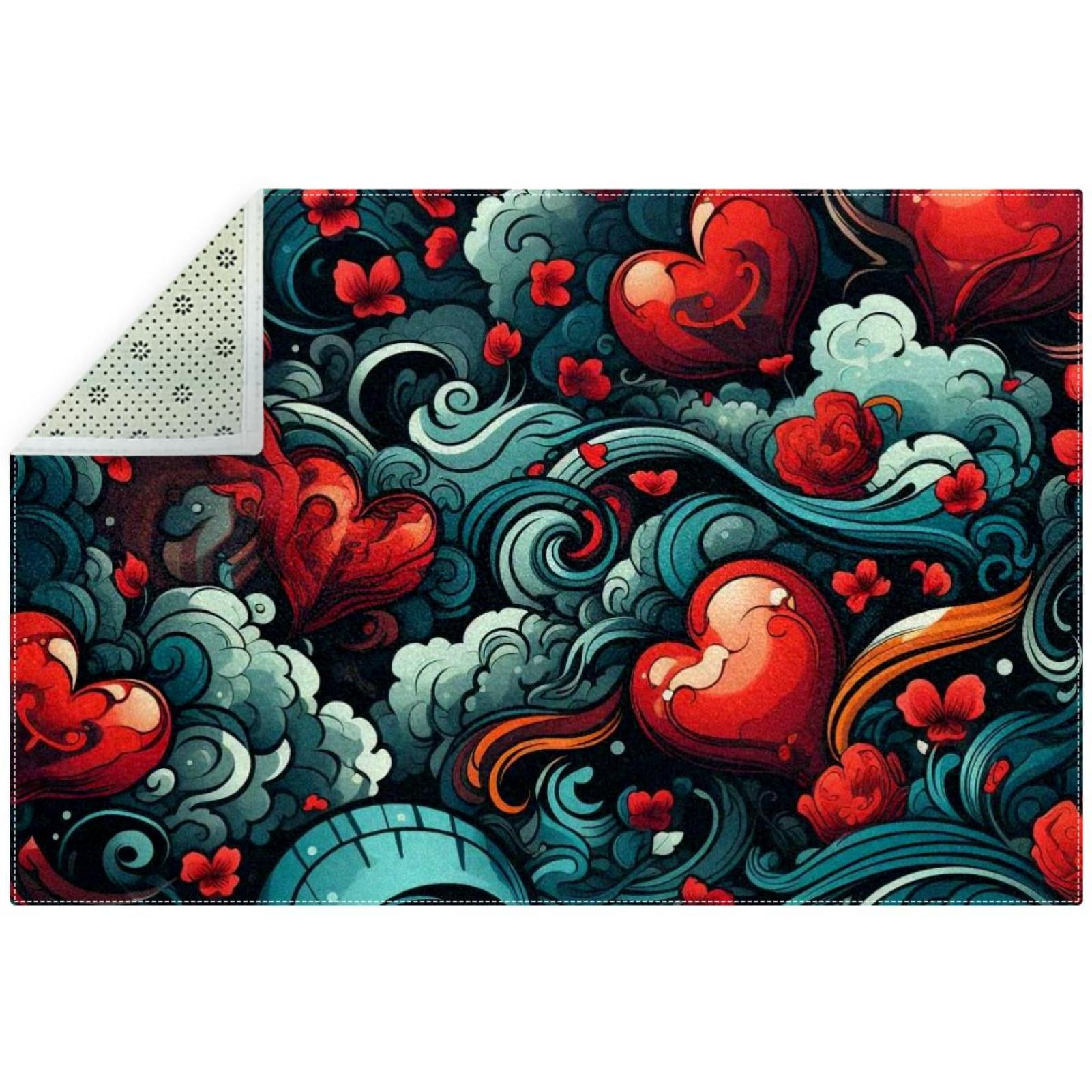 Hearts Battle Polyester Office Rugs for Right-Angle Floor Mats ...