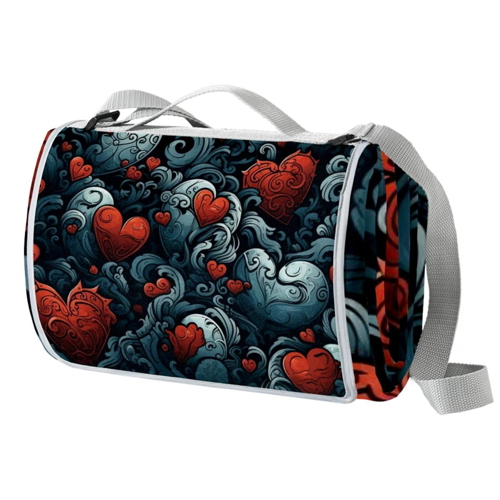 Hearts Battle Portable Canvas Picnic Blanket Waterproof Backing for ...