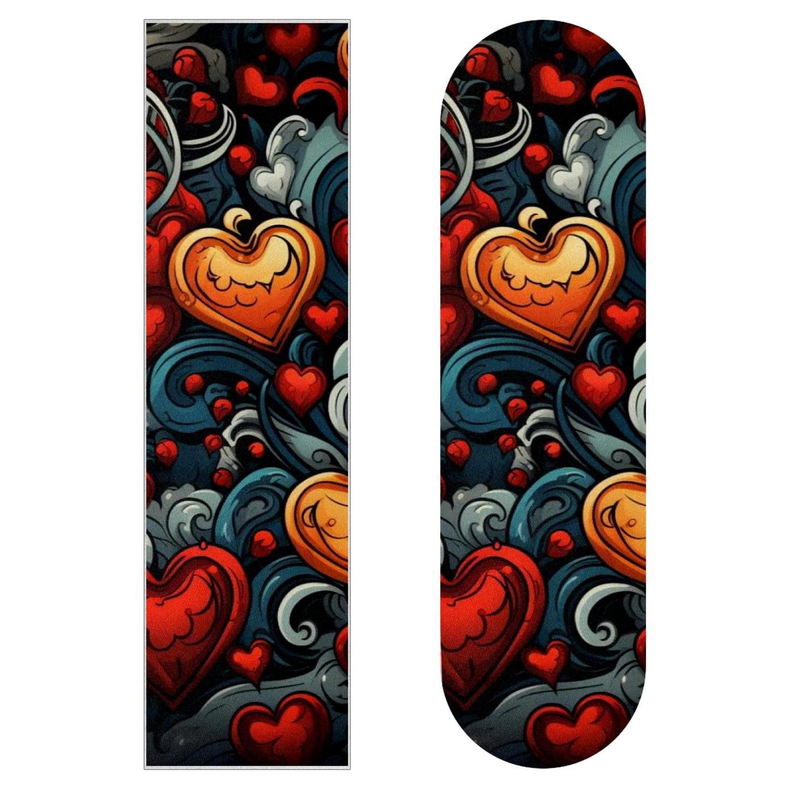 Hearts Battle Skateboard Grip Tape Set of 2 Emery PVC Stickers 8.8x32 ...