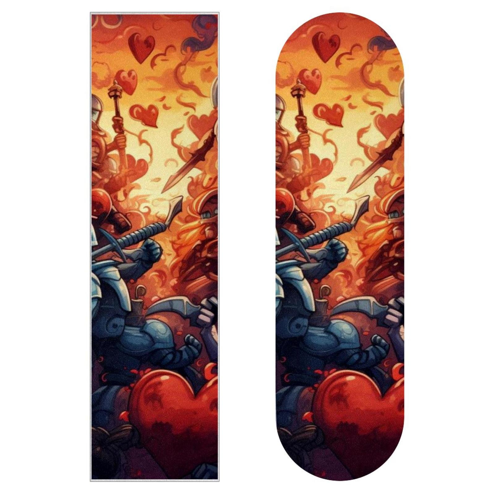 Hearts Battle Skateboard Grip Tape Set of 2 Emery PVC Stickers 8.8x32 ...