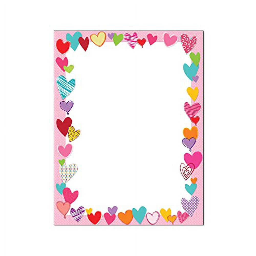 Hearts Border Stationery - 8.5 x 11-60 Letterhead Sheets - Valentine's ...