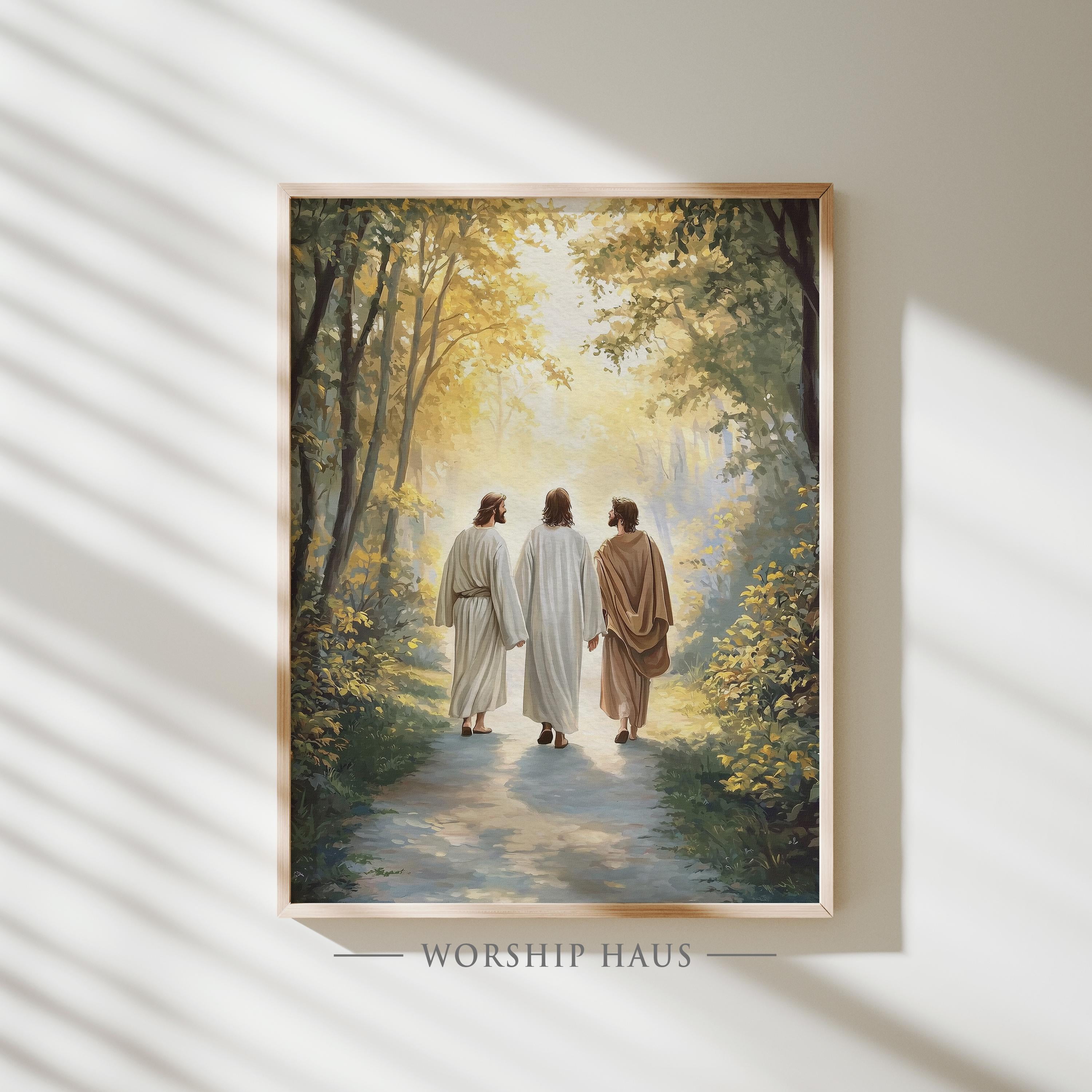 Hearts Burned On The Road To Emmaus Christian Bible Story Scene Walking ...