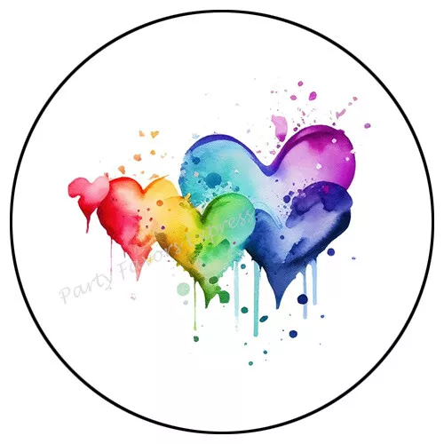 Hearts Color Splash Watercolor Stickers Party Favors Phone Decal Water ...