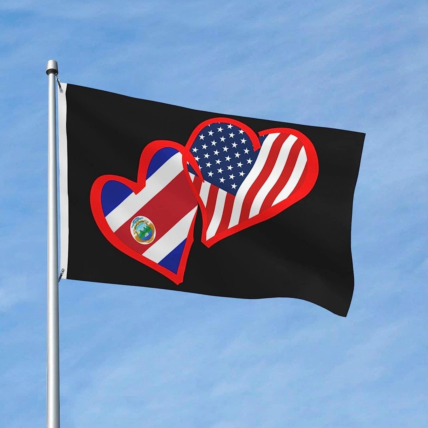 Hearts Costa Rica And Usa American Garden Flag 3x5 Ft Decor Outdoor ...