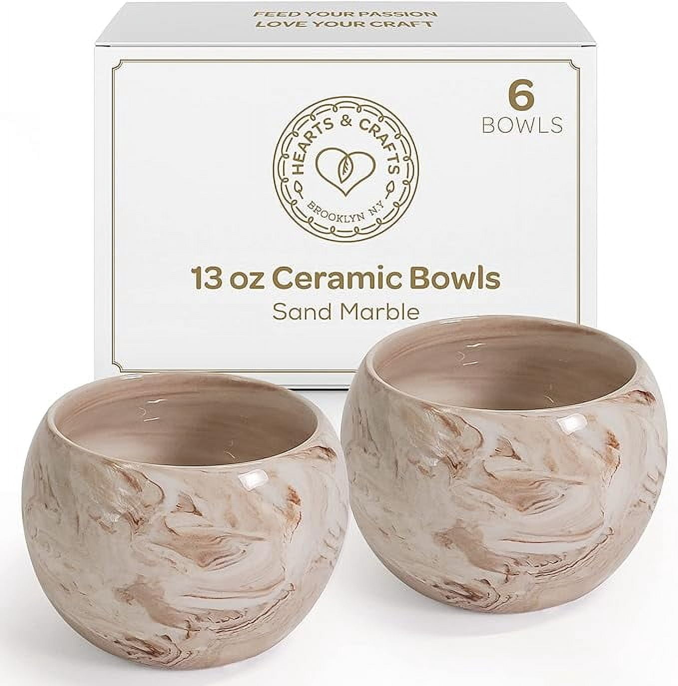Hearts & Crafts Sand Marble Ceramic Bowls for Candle Making - Multi-Use ...