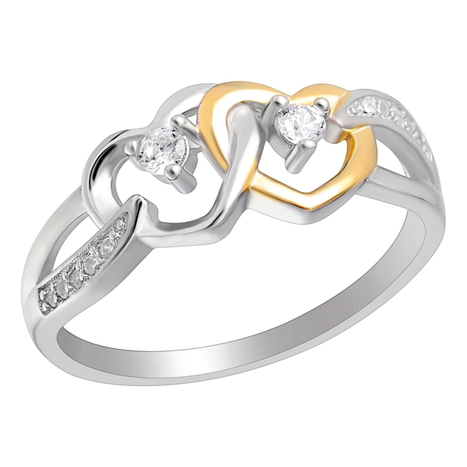 Hearts Engagement Promise Ring Sterling Silver Cz Womens Ginger Lyne ...